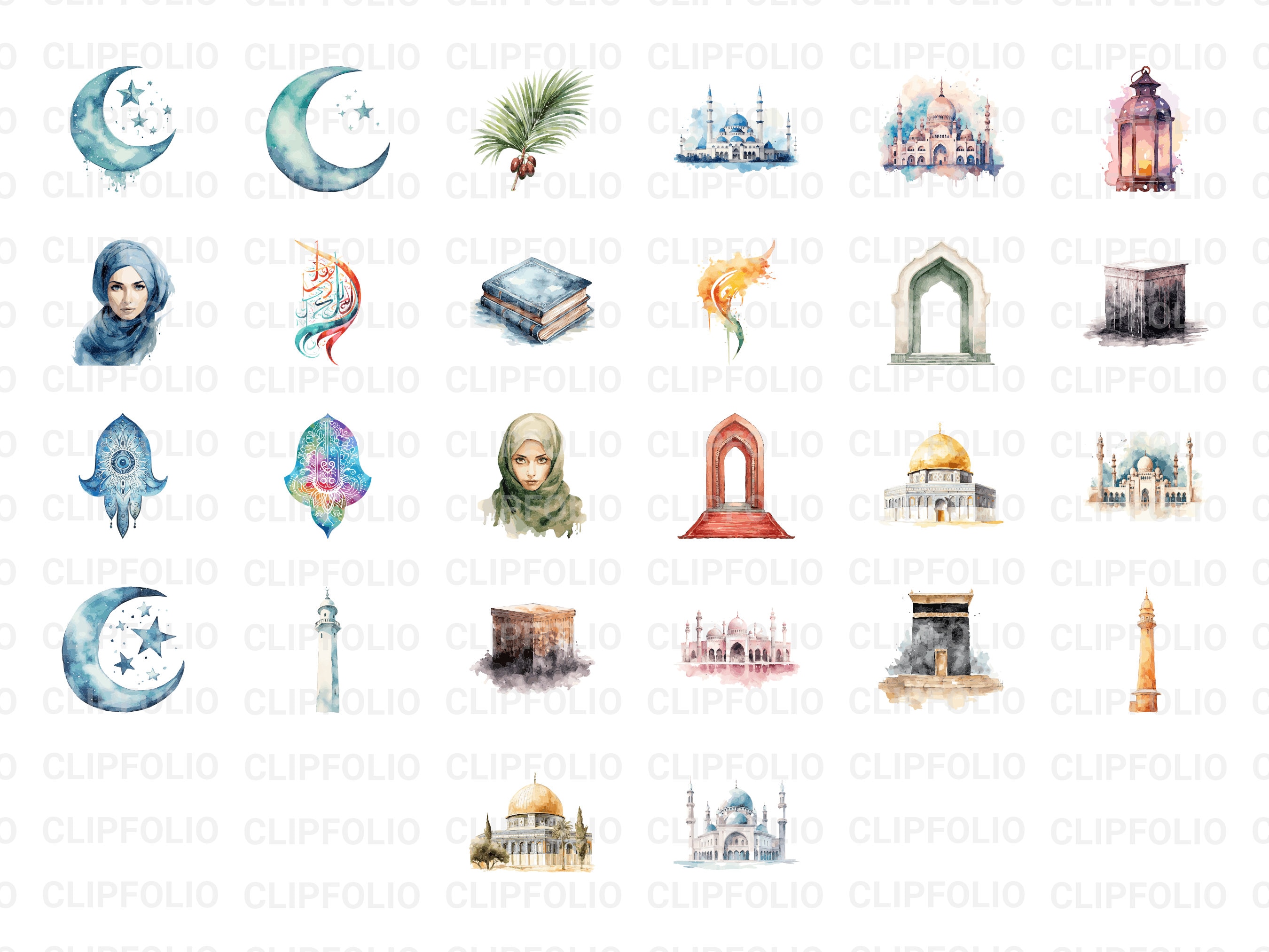 Islam Clipart Bundle 56 Designs SVG & PNG High Resolution Authentic and ...