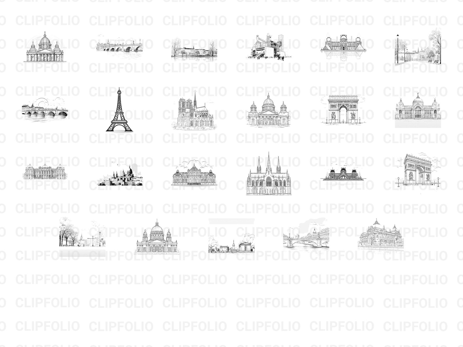 Paris Clipart Bundle: 53 Iconic Landmarks SVG & PNG (commercial Use) - Etsy