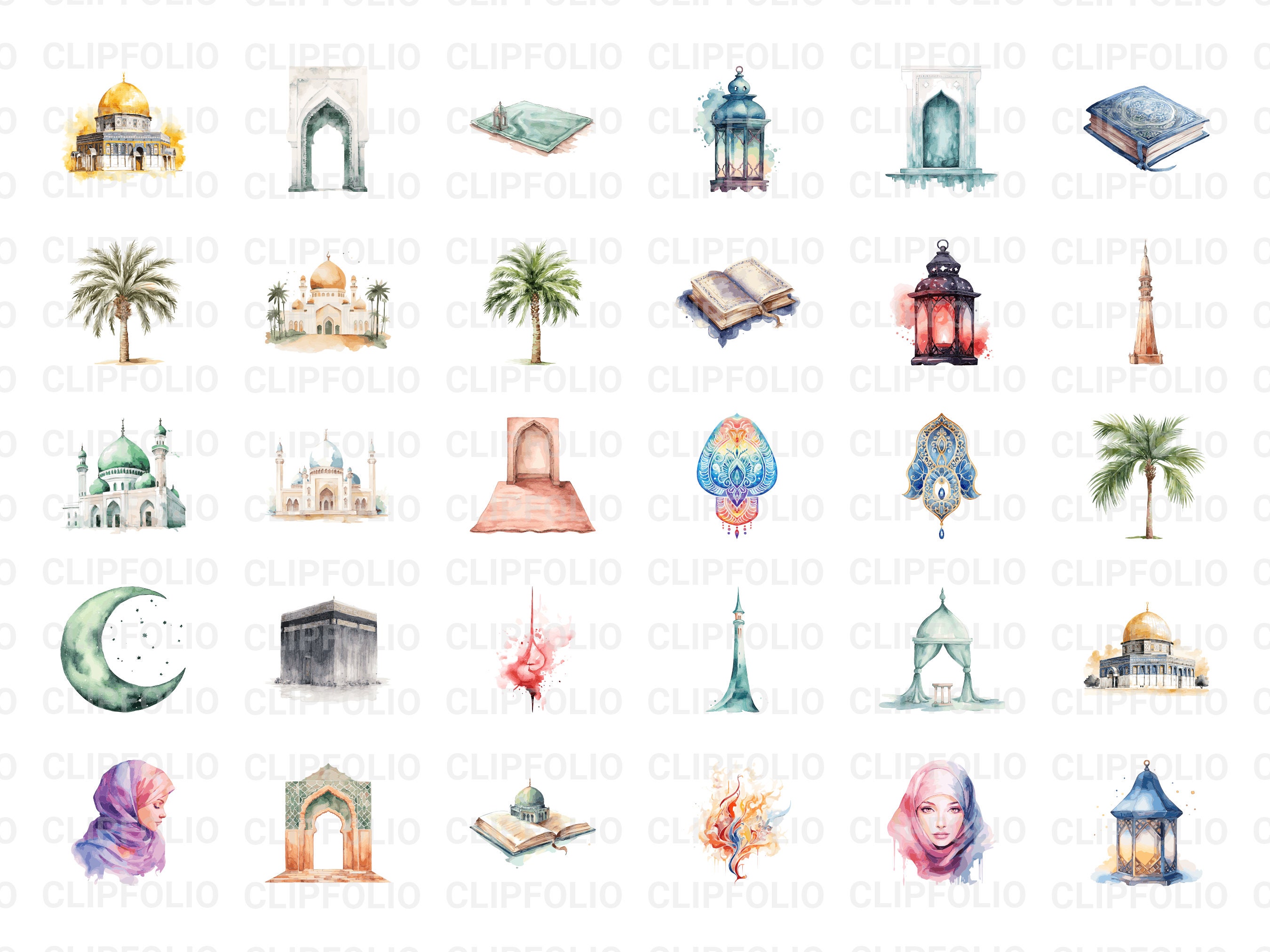 Islam Clipart Bundle 56 Designs SVG & PNG High Resolution Authentic and ...