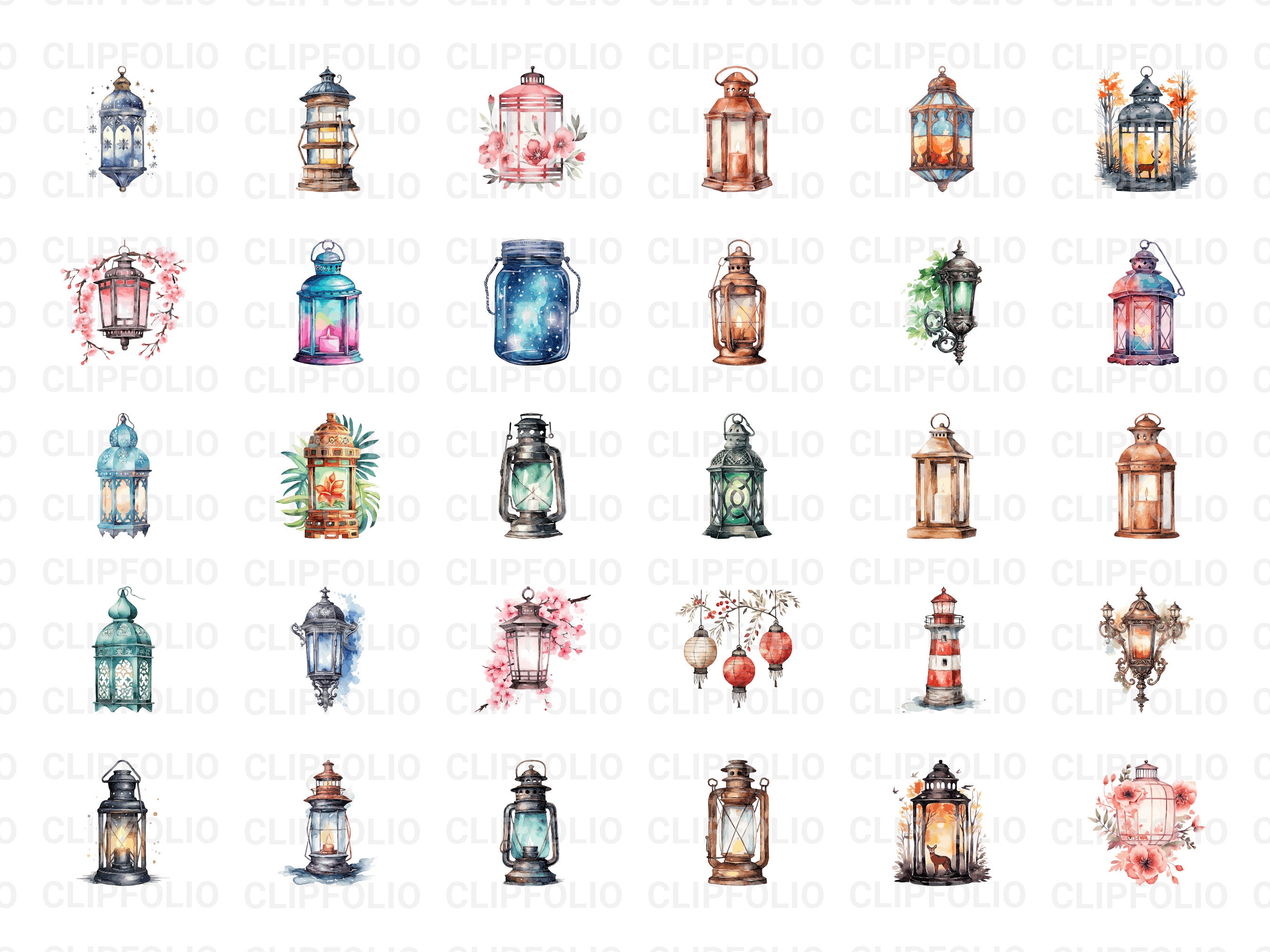 Lantern Clipart Bundle 80 Designs SVG & PNG High Resolution ...