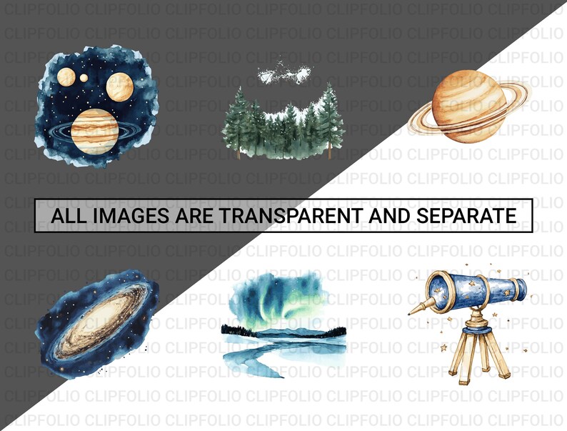 Astronomy Clipart Bundle, 97 Designs, SVG and PNG, Celestial and Space ...