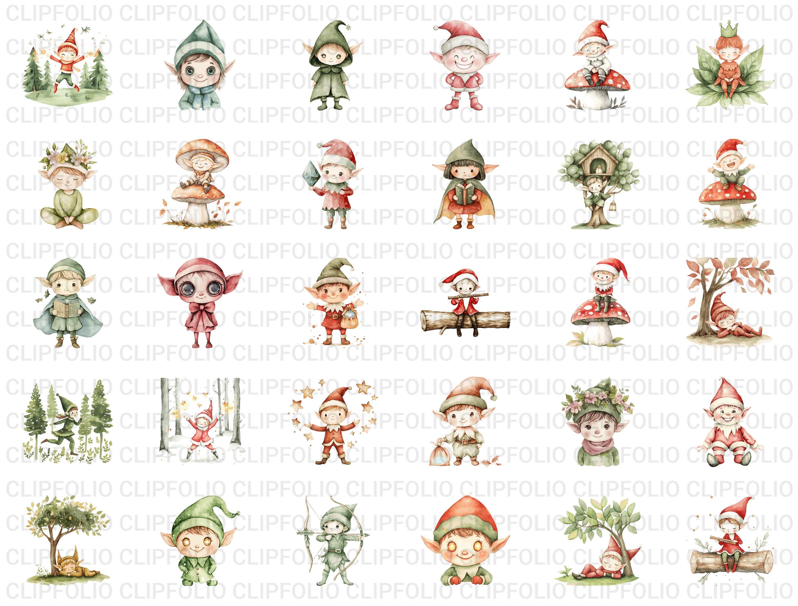 Elf Clipart Bundle, 100 Designs, SVG and PNG, Fantasy and Holiday Art ...