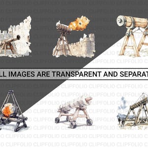 Catapult Clipart Bundle, 80 Designs, SVG and PNG, Medieval Siege Art ...