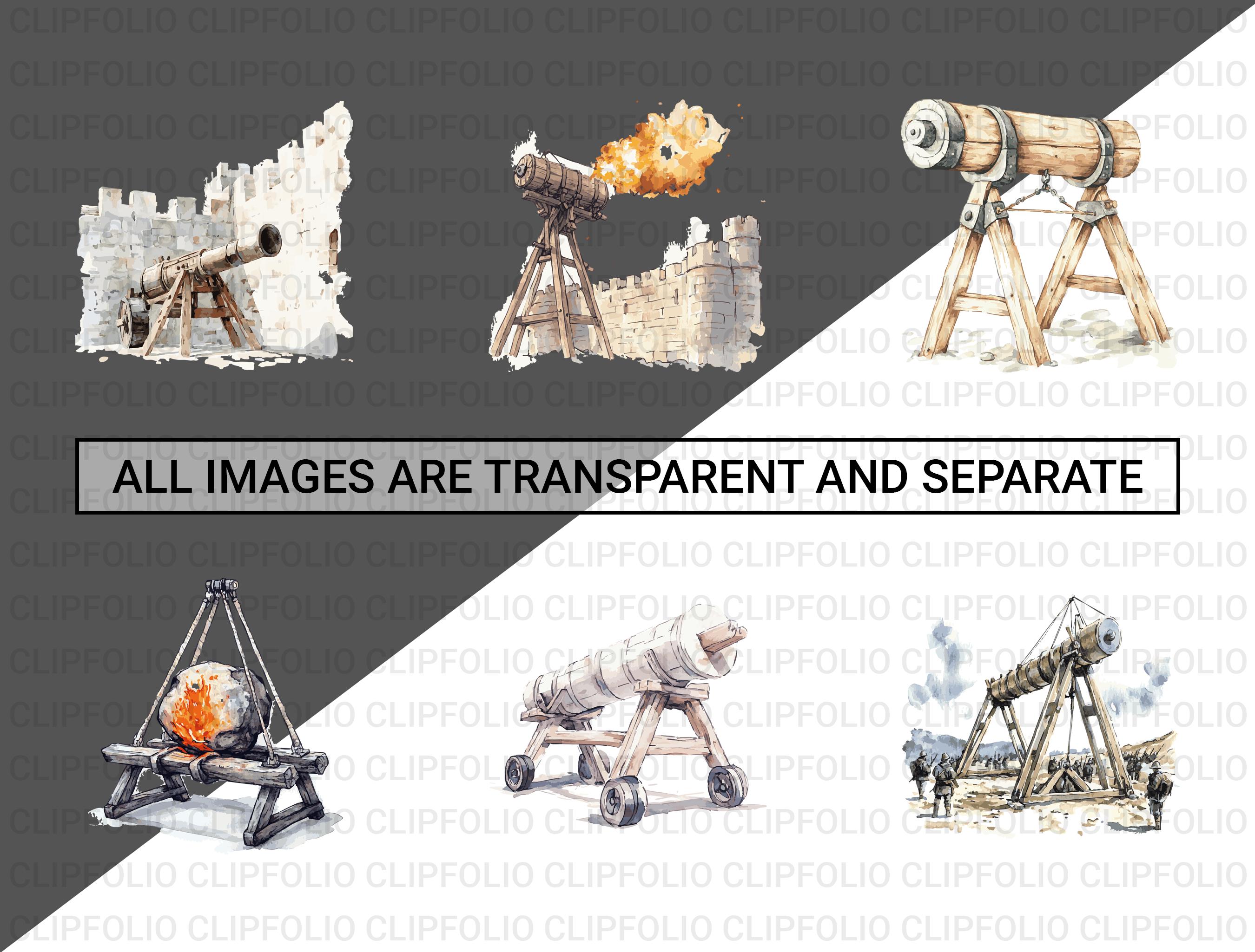 Catapult Clipart Bundle, 80 Designs, SVG and PNG, Medieval Siege Art ...