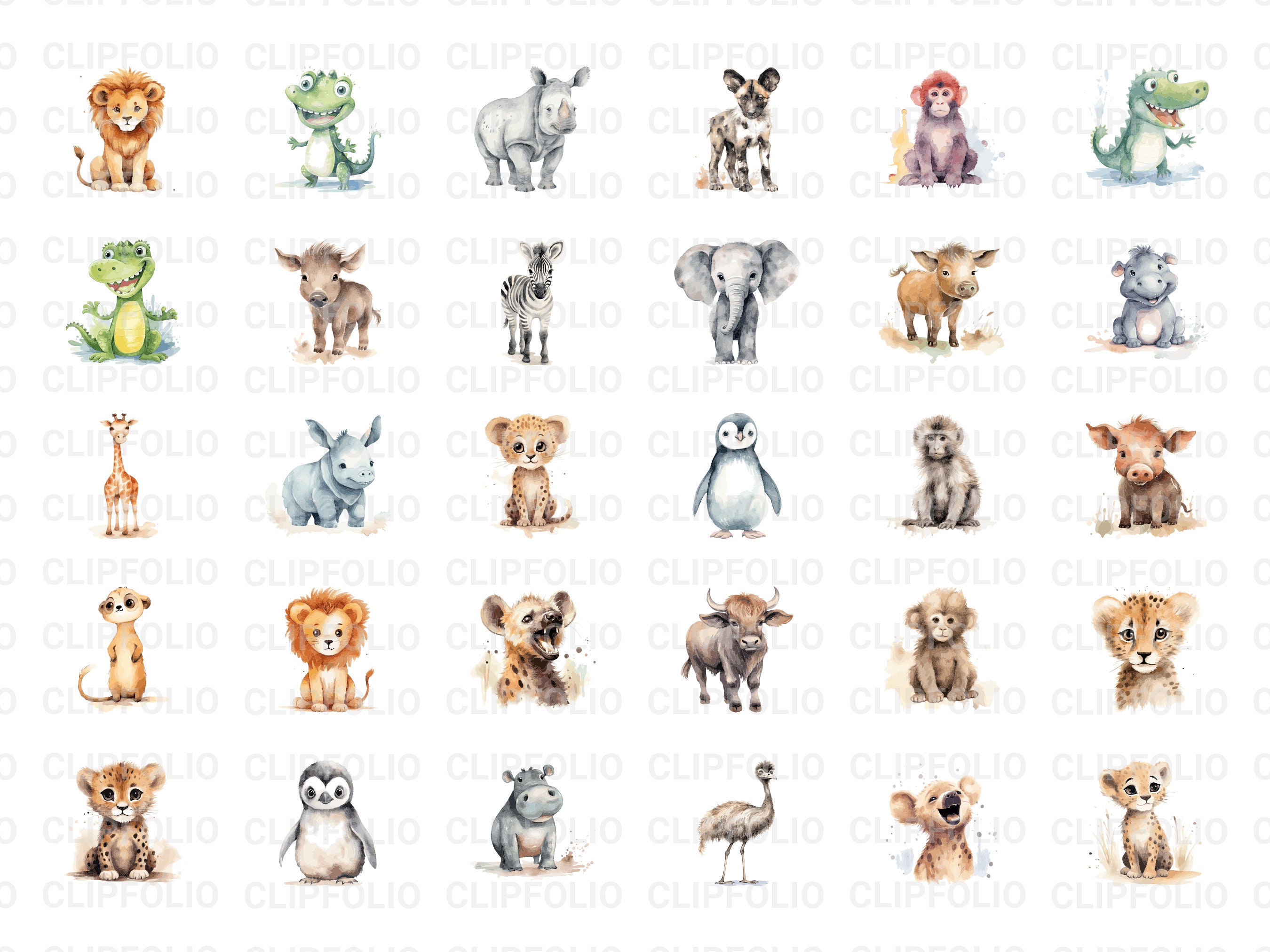 Cute and Adorable Safari Clipart Bundle 80 Designs SVG & - Etsy
