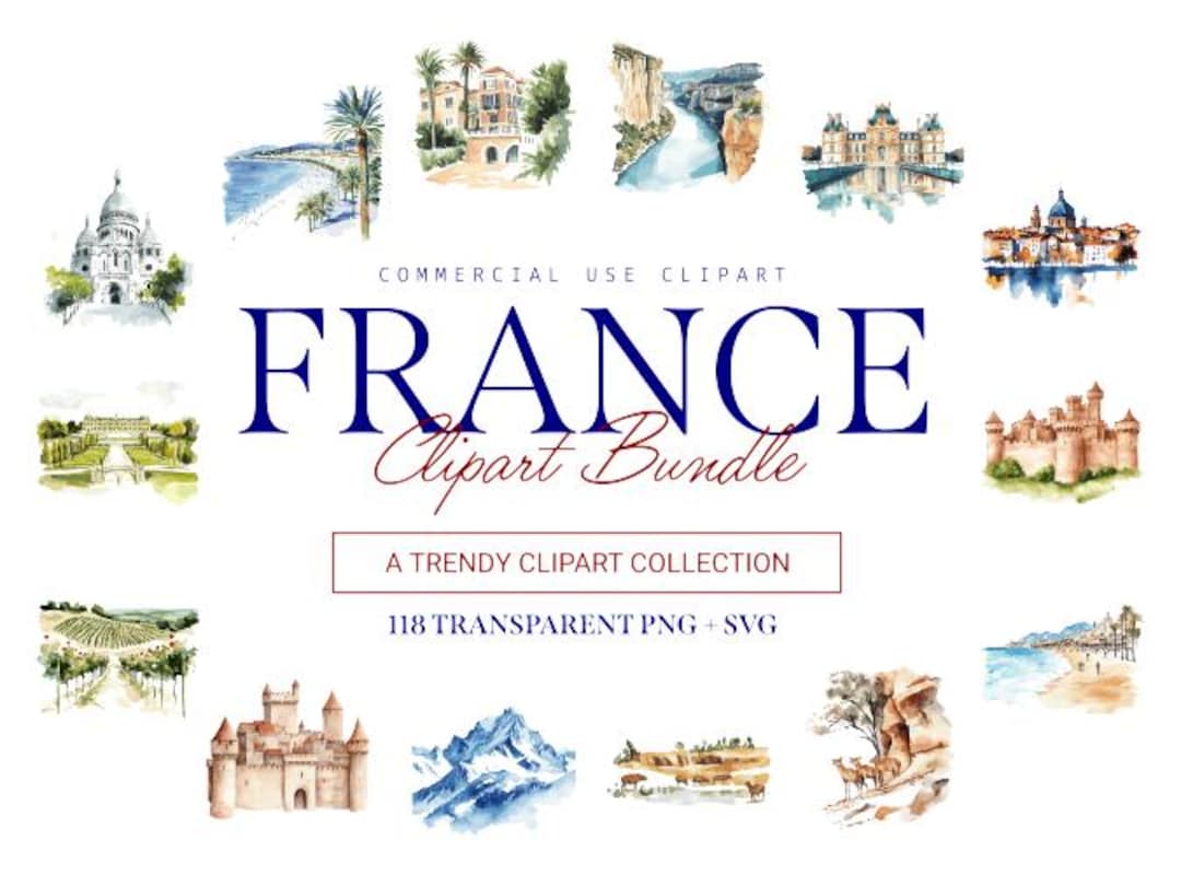 France Clipart Bundle, 118 Designs, SVG and PNG, Iconic Landmarks and ...