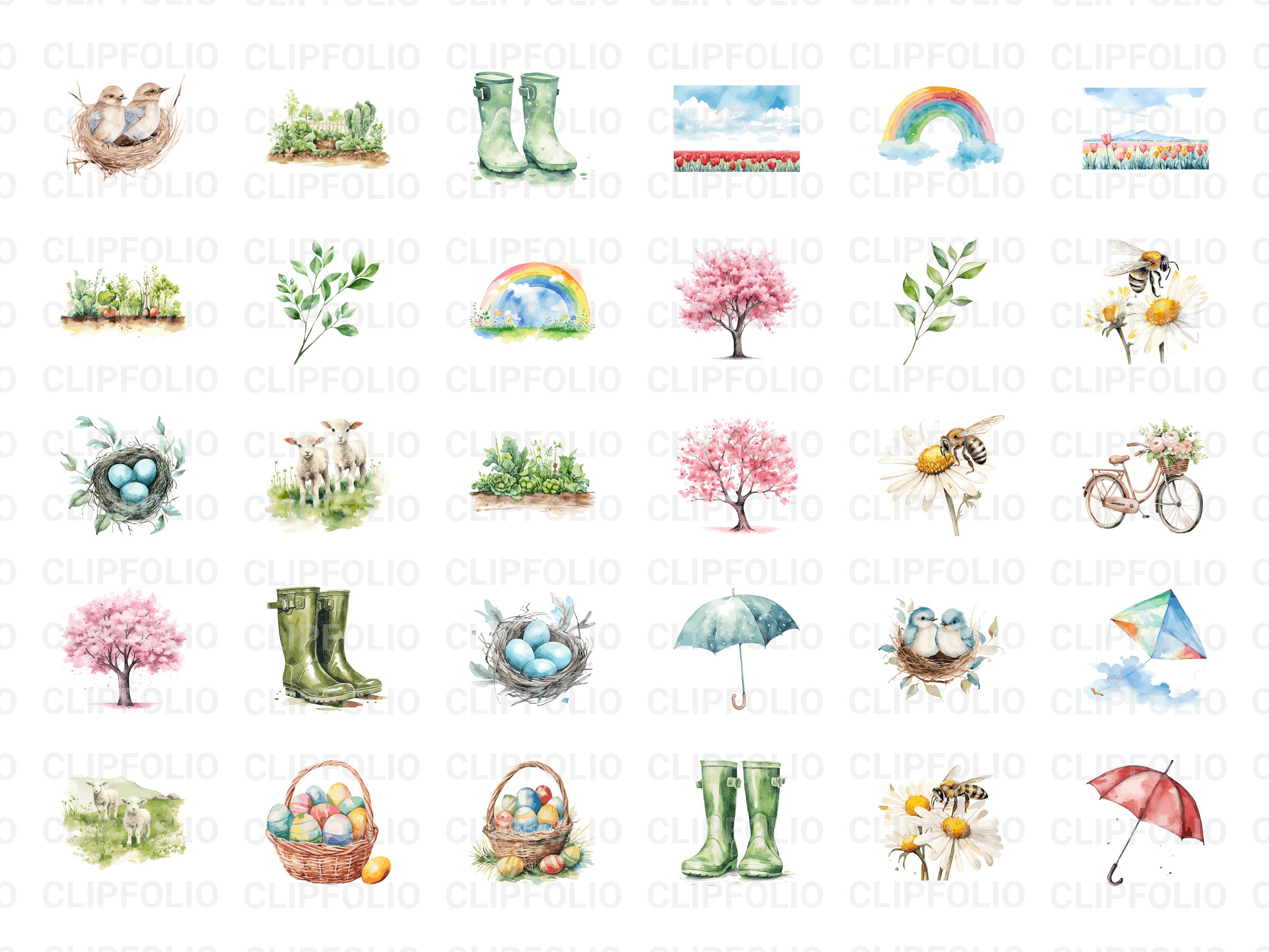 Spring Clipart Bundle 60 Designs SVG & PNG High - Etsy