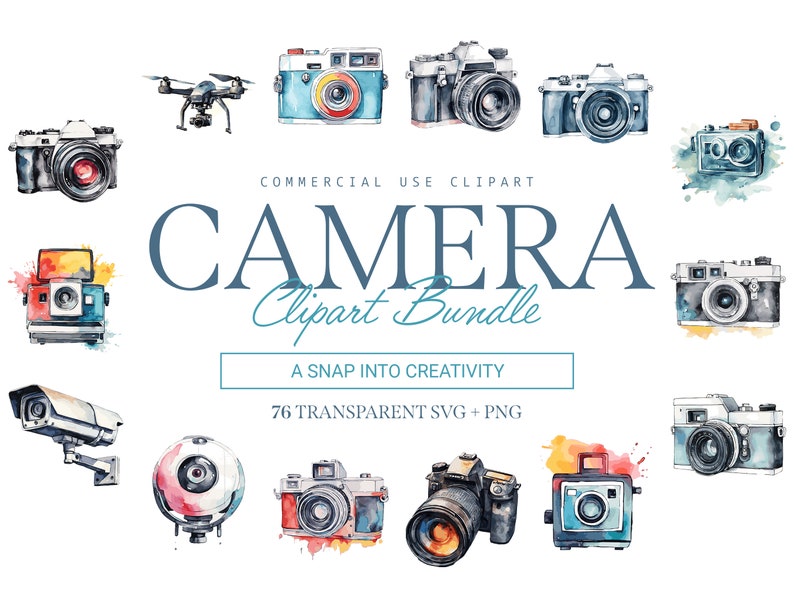 Camera Clipart Bundle - 76 Designs | SVG & PNG | High Resolution ...
