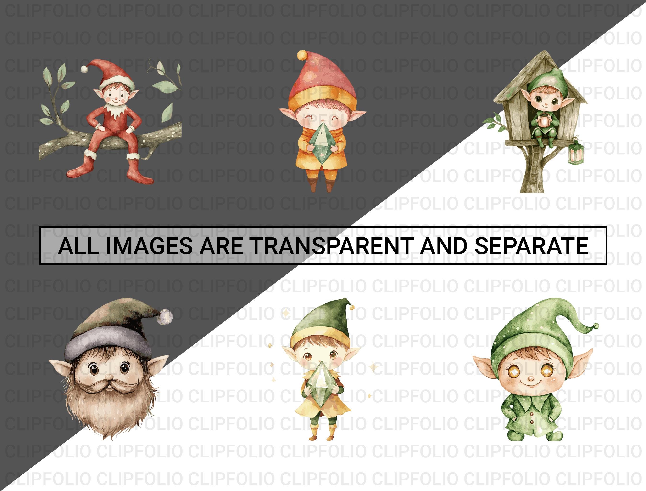 Elf Clipart Bundle, 100 Designs, SVG and PNG, Fantasy and Holiday Art ...