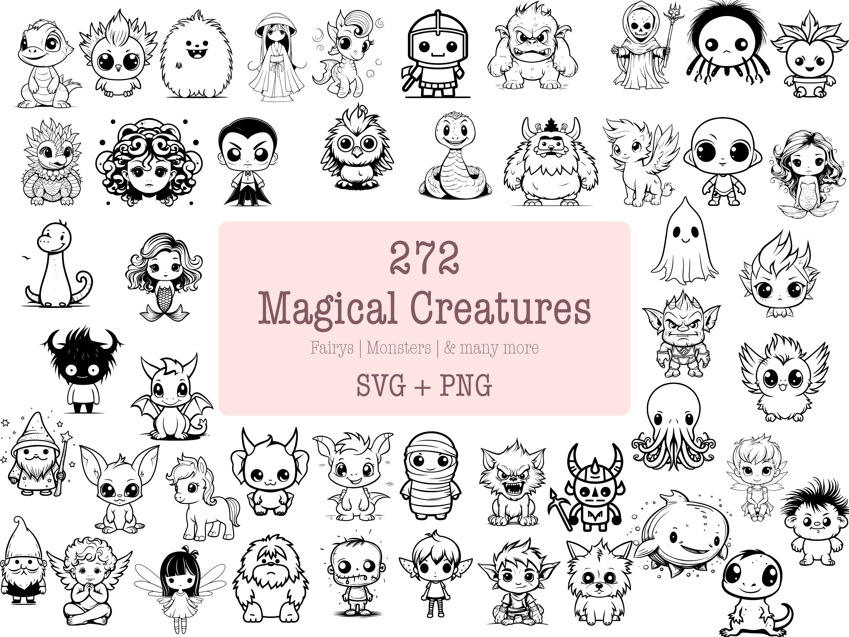 Magical Creatures - 272 Designs | SVG and PNG | High Resolution | Cute ...