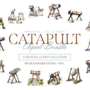 Catapult Clipart Bundle, 80 Designs, SVG and PNG, Medieval Siege Art ...