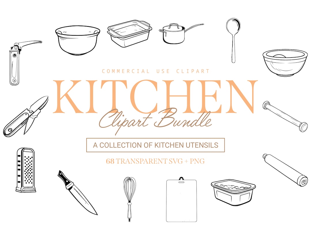 Kitchen Clipart Bundle - 68 Designs | SVG & PNG | High Resolution ...