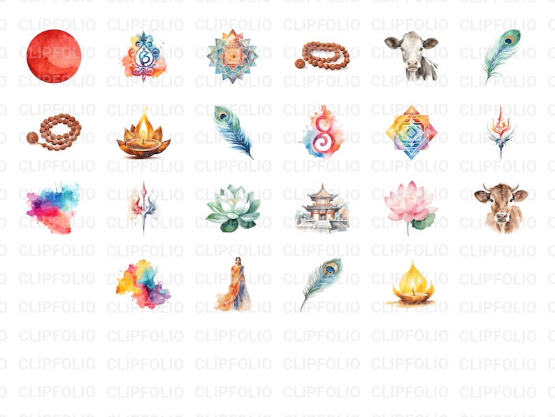 Hinduism Clipart Bundle 52 Designs SVG & PNG High - Etsy UK