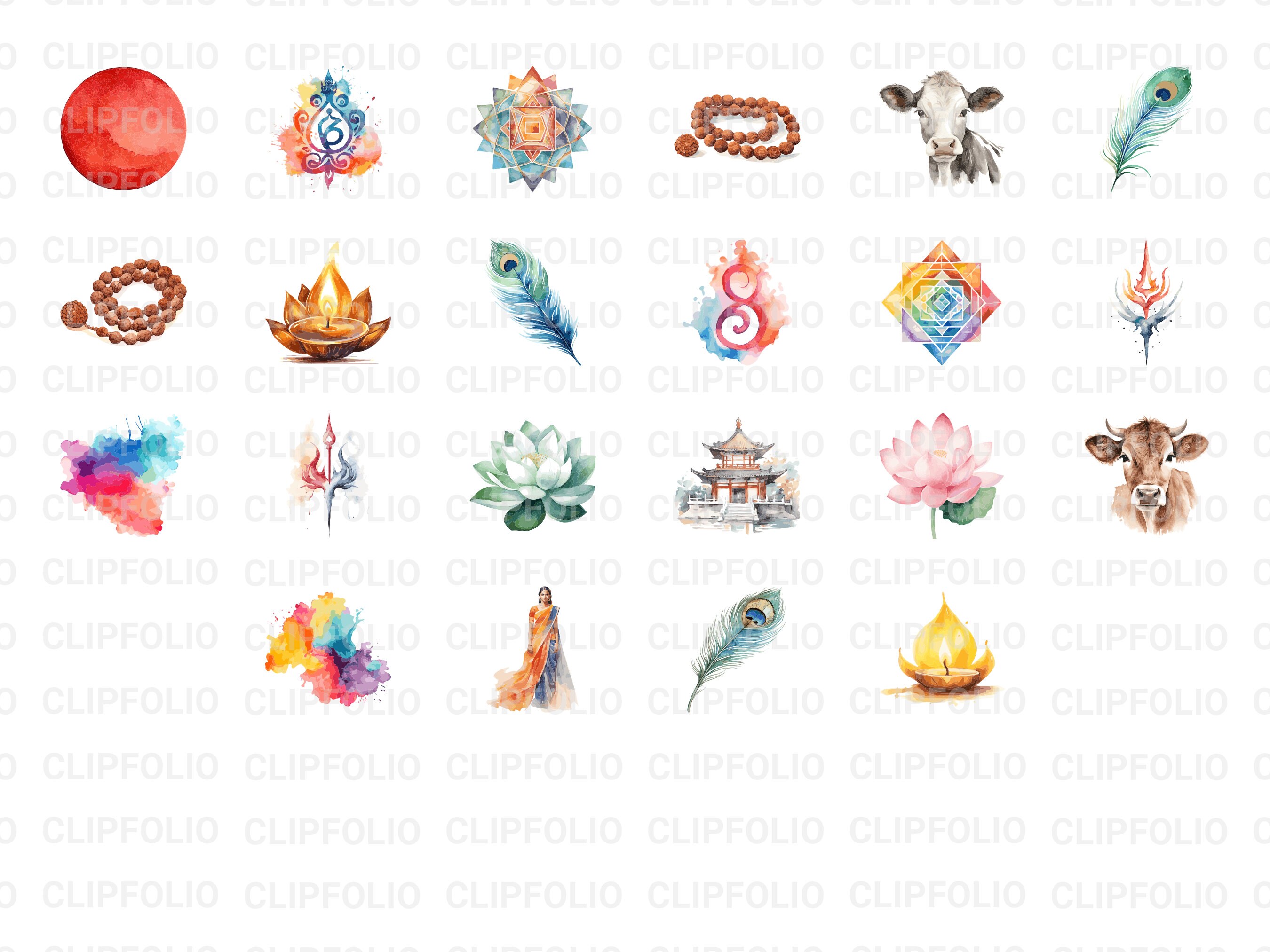 Hinduism Clipart Bundle 52 Designs SVG & PNG High Resolution Spiritual ...