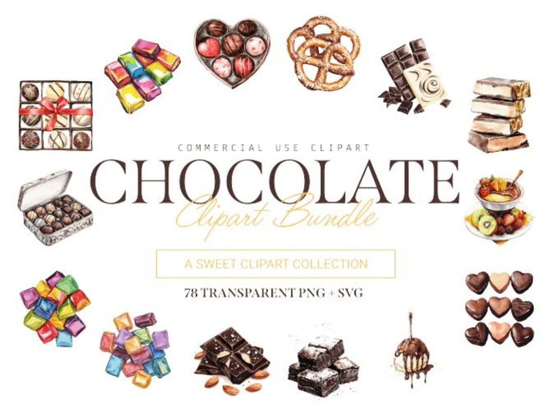 Chocolate Clipart Bundle, 78 Designs, SVG and PNG, Cocktail and ...