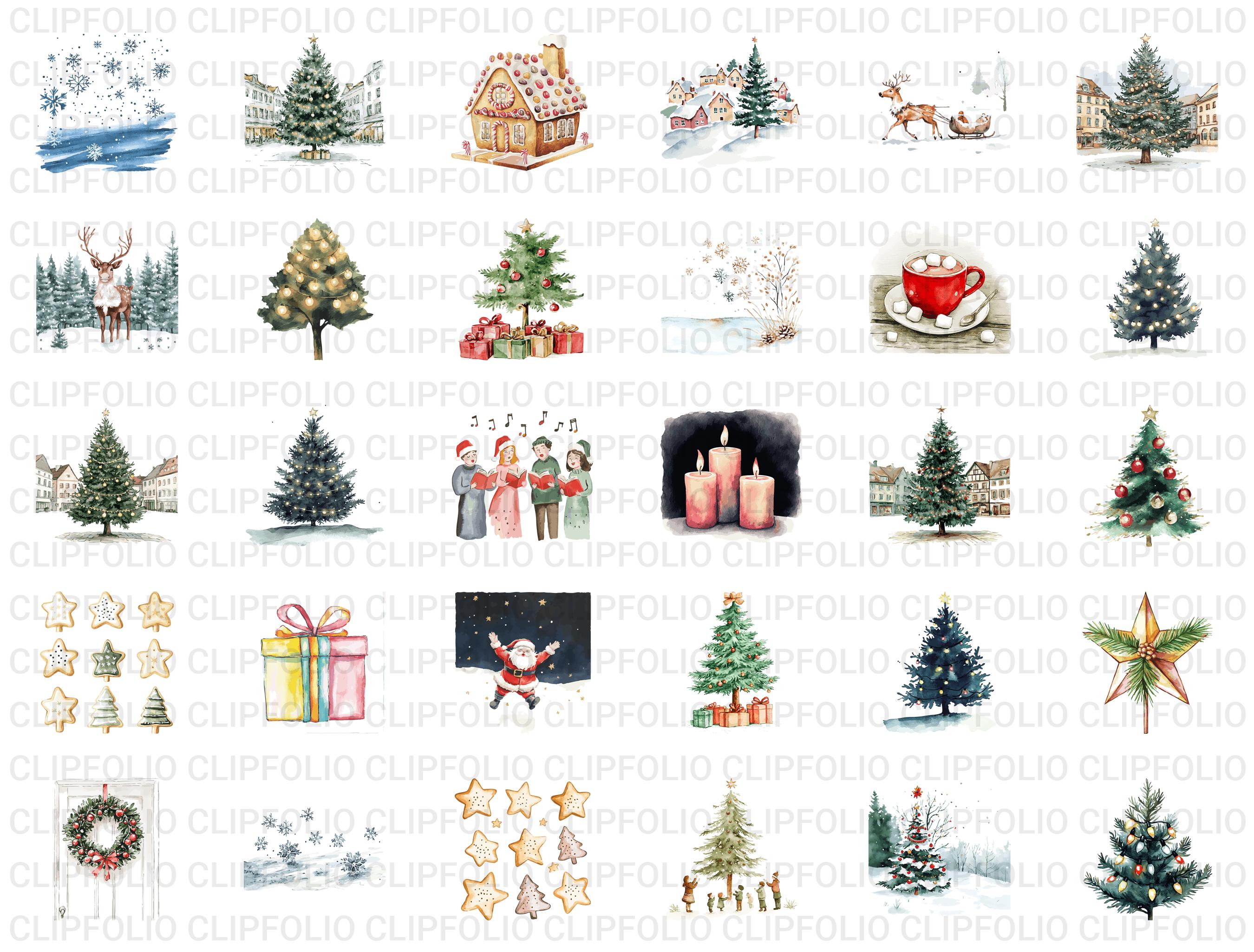 Christmas Clipart Bundle, 155 Designs, SVG and PNG, Festive and Holiday ...