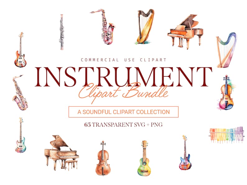Instrument Clipart Bundle - 65 Designs | SVG & PNG | High Resolution ...