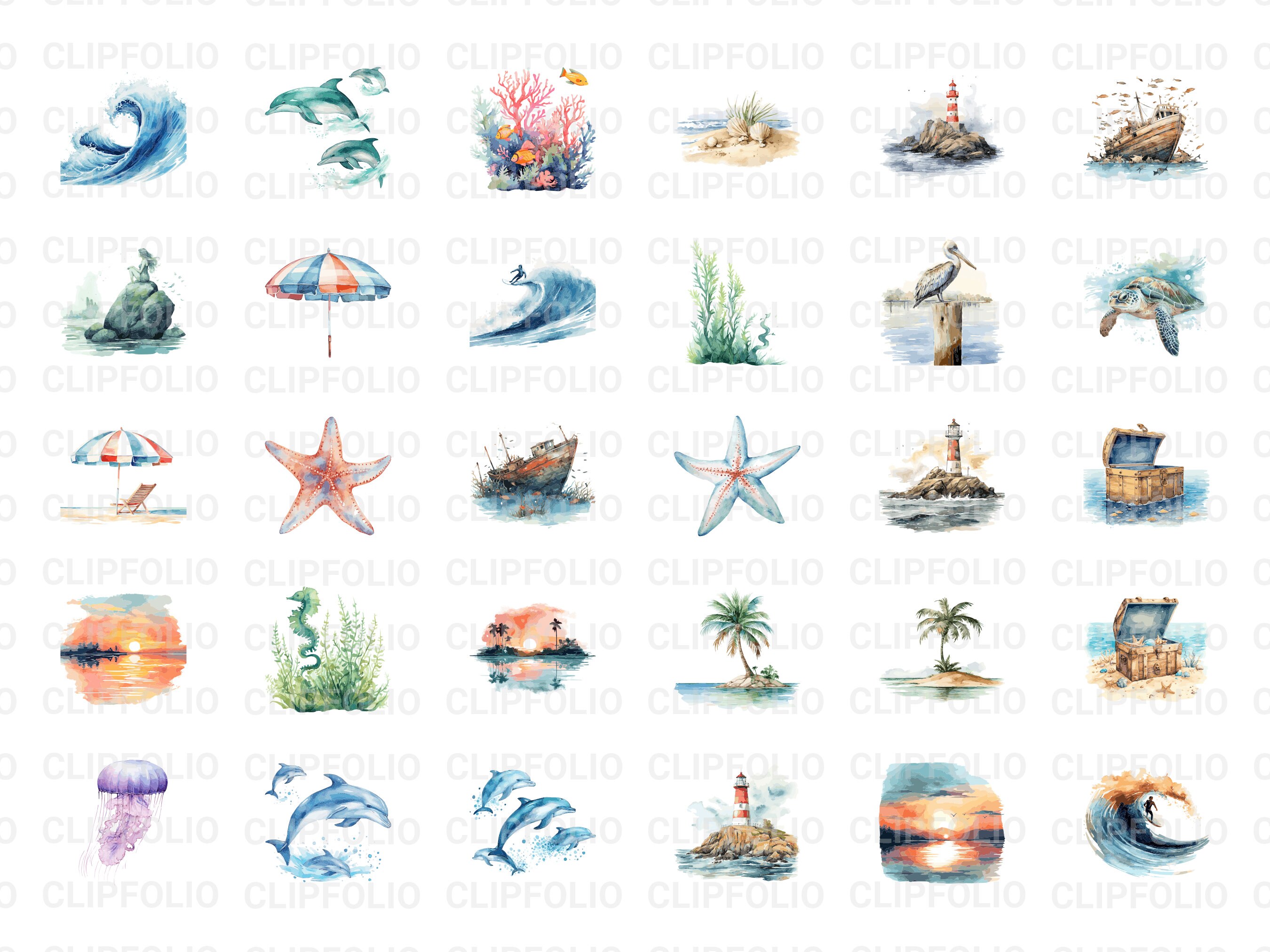 Ocean Clipart Bundle: 80 Marine Life SVG & PNG Designs - Etsy