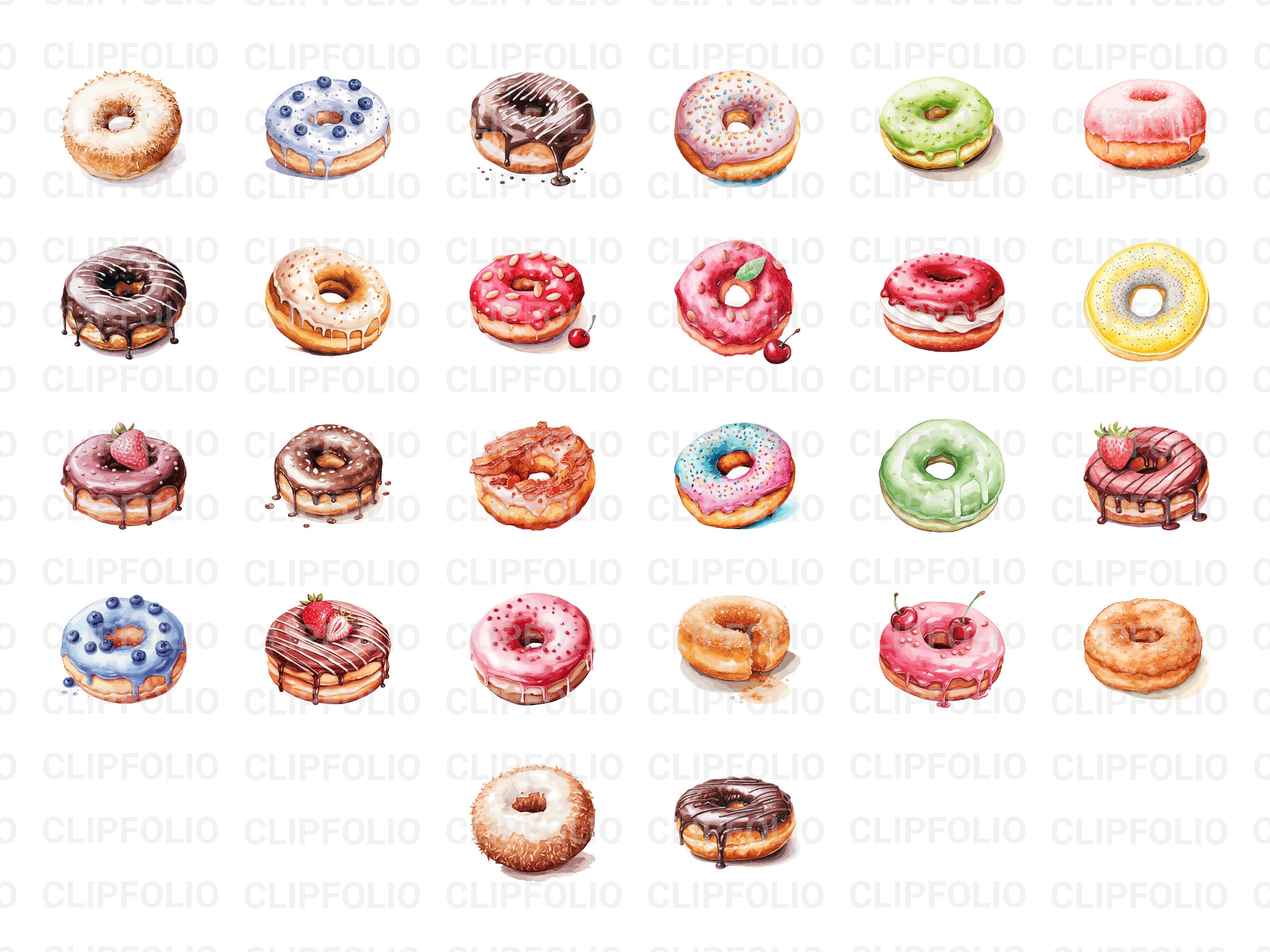 Donut Clipart Bundle 56 Designs SVG & PNG High - Etsy
