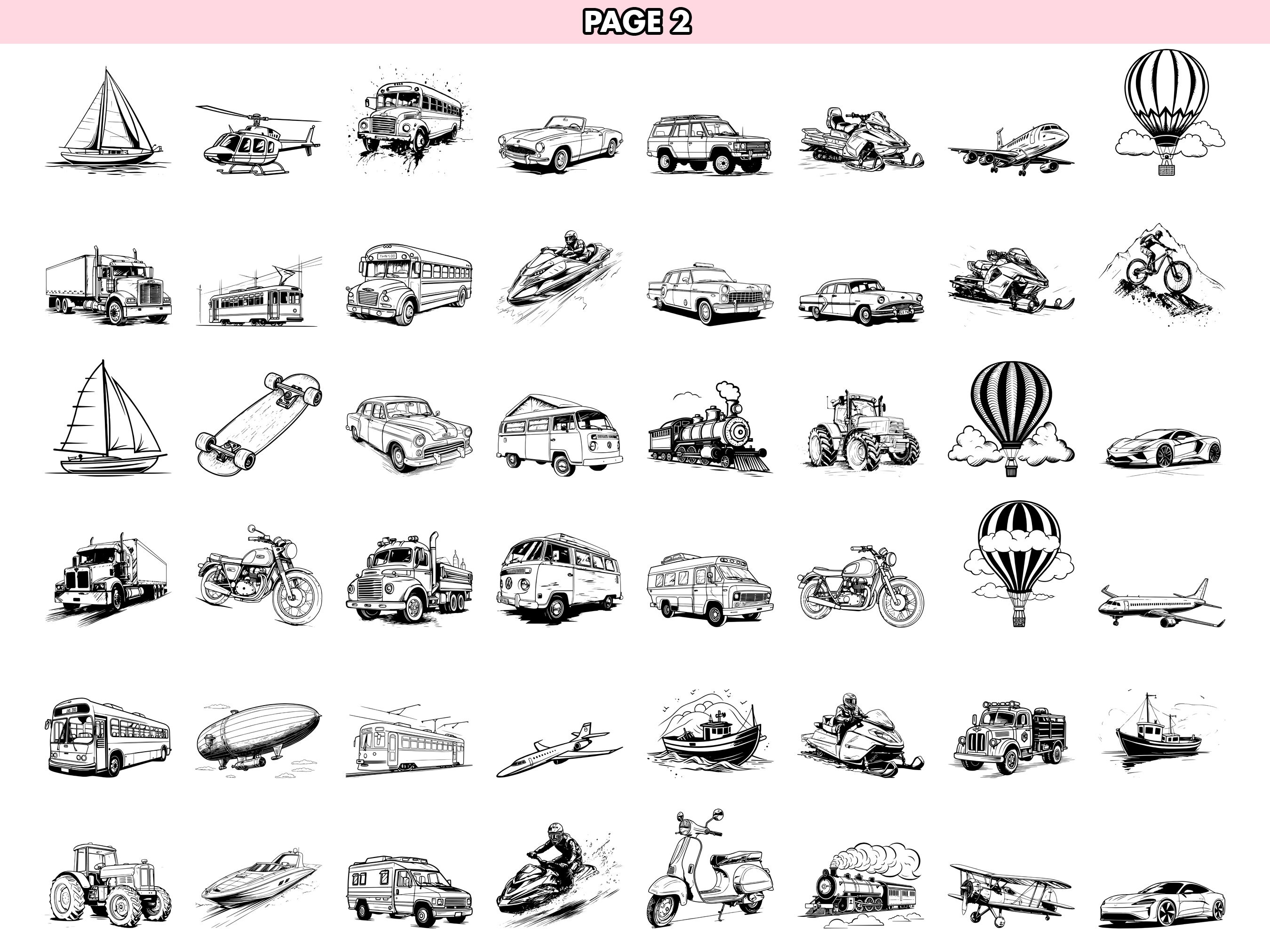 Vehicles SVG Bundle 109 Designs SVG & PNG High Resolution Variety of ...