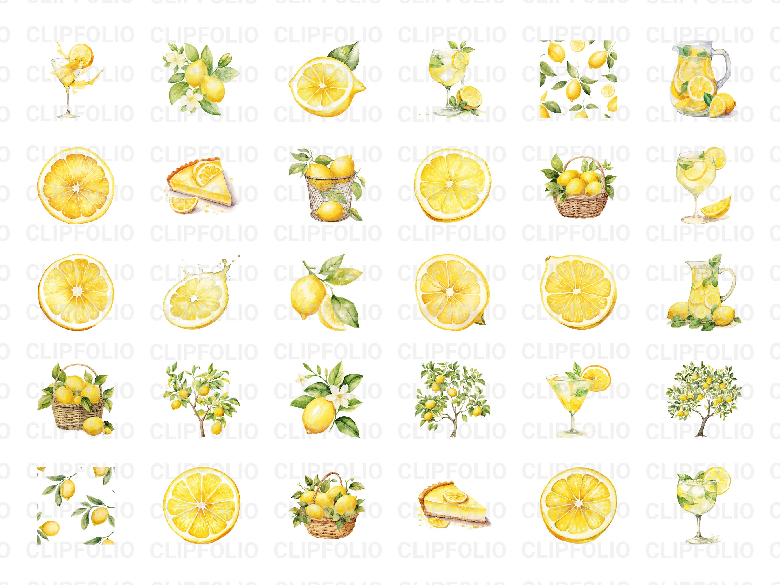 Lemon Clipart Bundle - 68 Designs | SVG & PNG | High Resolution | Fresh ...