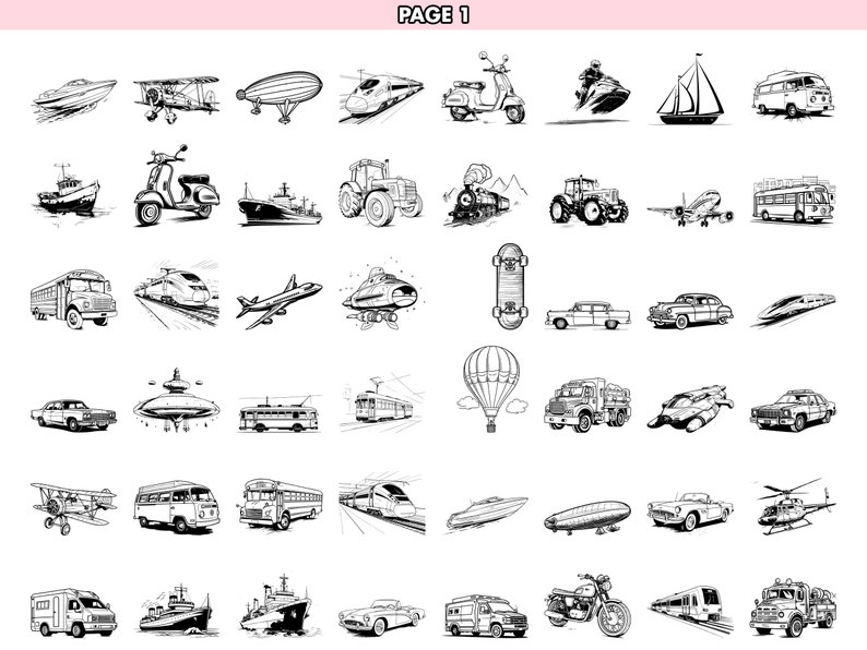 Vehicles SVG Bundle 109 Designs SVG & PNG High Resolution Variety of ...
