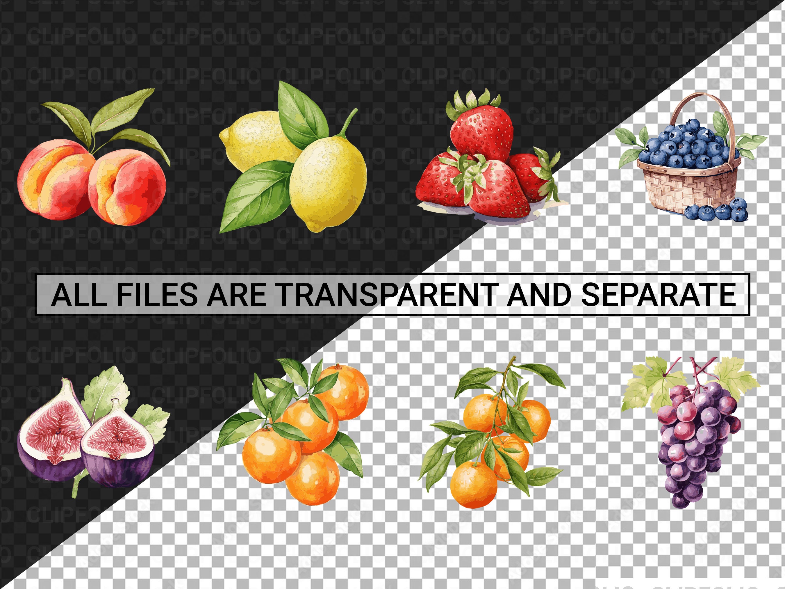 Fruit Clipart Bundle 80 Designs SVG & PNG High Resolution Fresh and ...