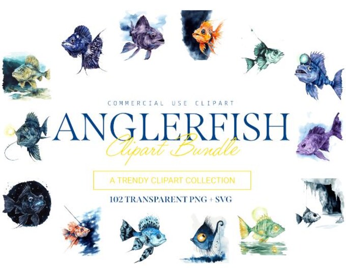 Ocean Anglerfish Deep Sea Fish SVG PNG Clipart | Sublimation ...