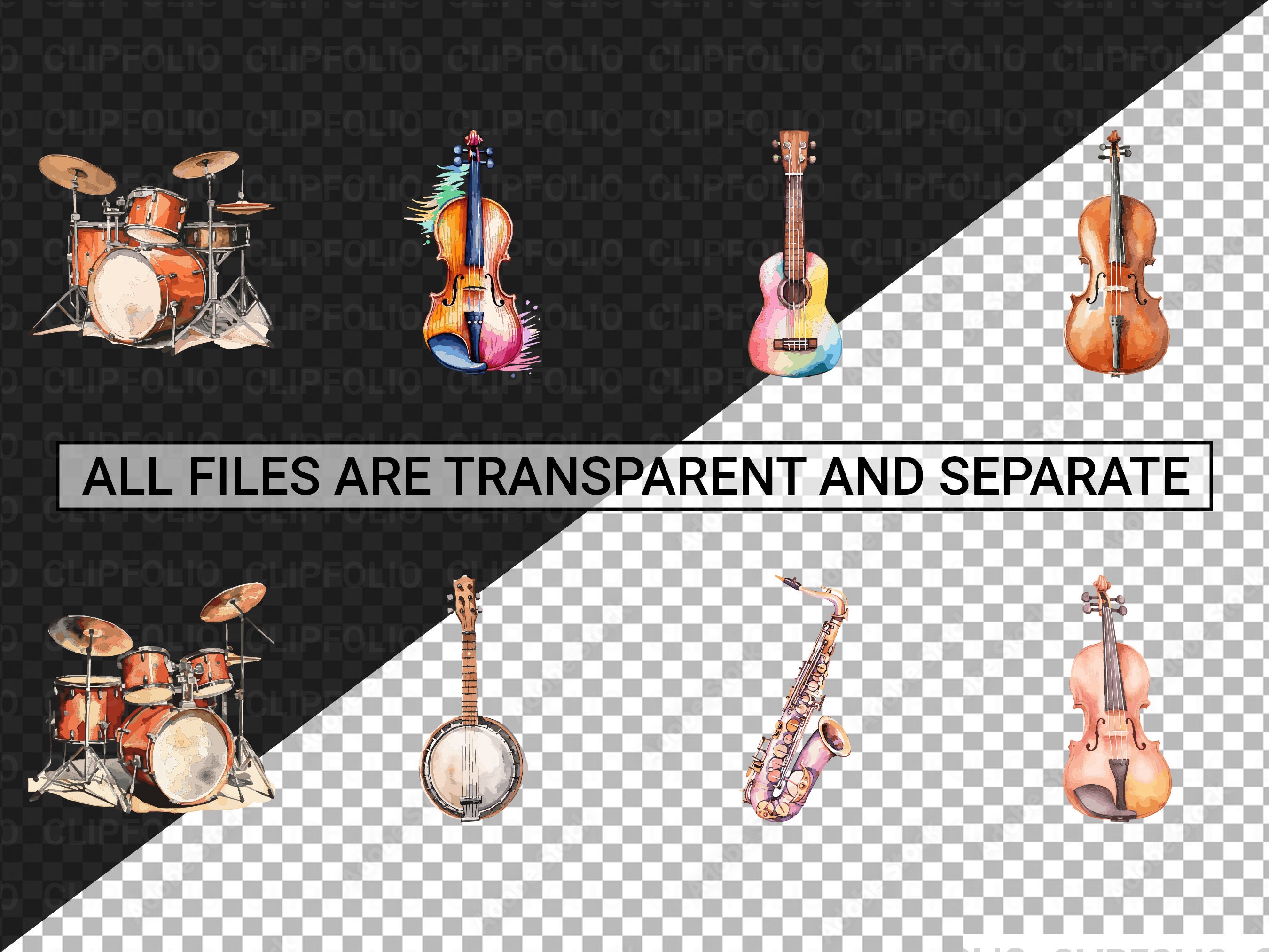 Instrument Clipart Bundle: 65 Melodic Designs (SVG & PNG) - Etsy