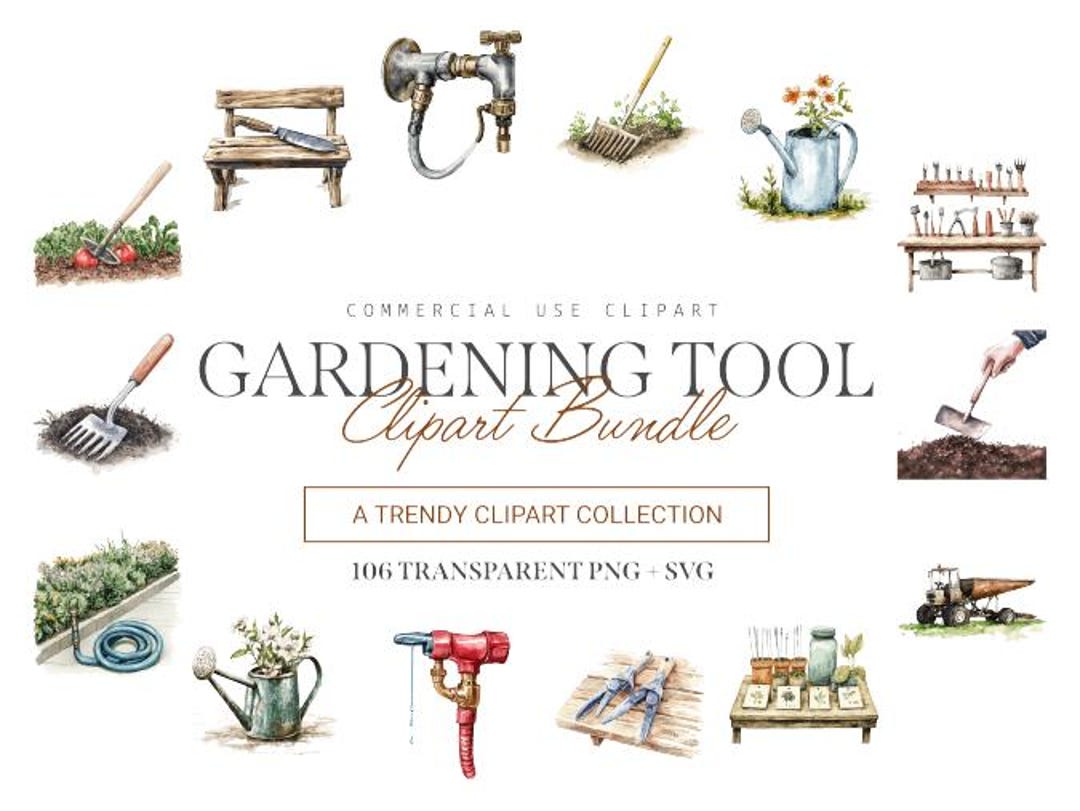 Gardening Tool Clipart Bundle: 106 Botanical DIY Art (SVG, PNG) - Etsy
