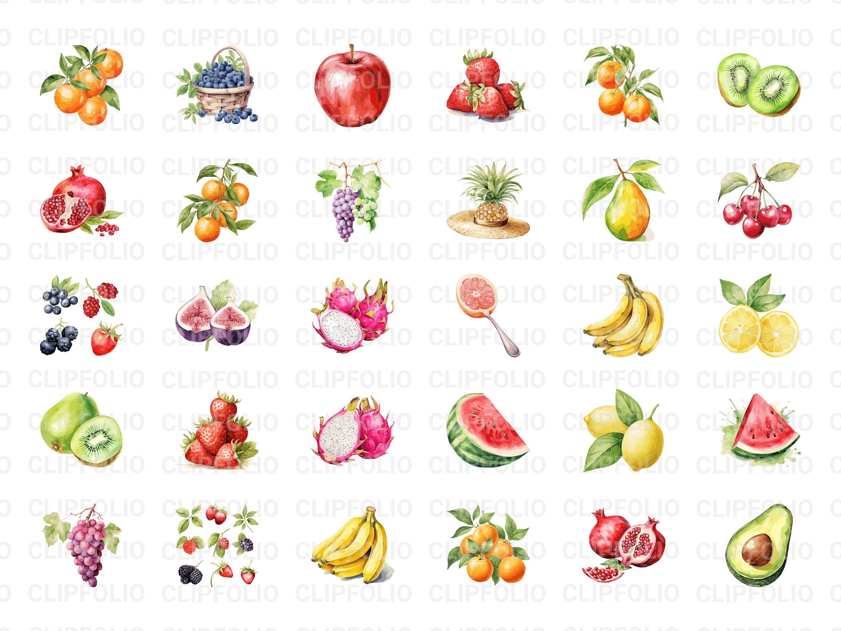 Fruit Clipart Bundle 80 Designs SVG & PNG High - Etsy