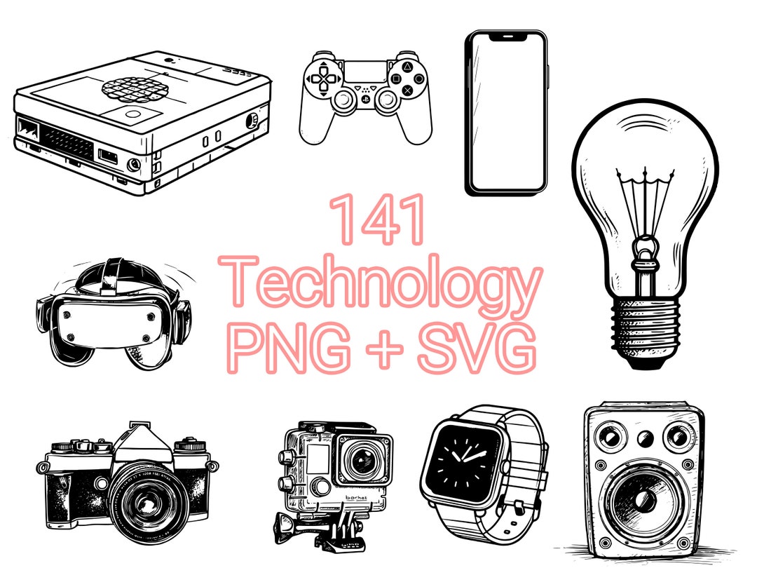Technology SVG Bundle - 141 Designs | SVG and PNG | High Resolution ...