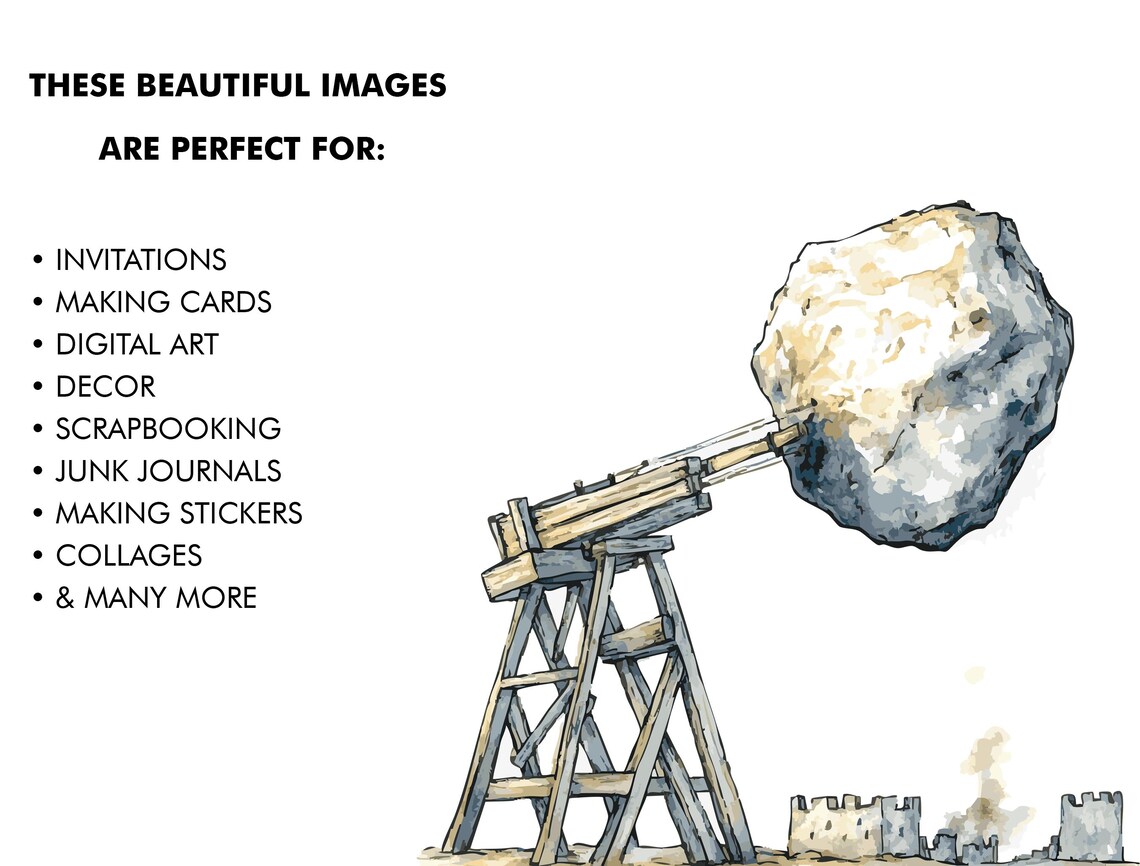 Catapult Clipart Bundle, 80 Designs, SVG and PNG, Medieval Siege Art ...