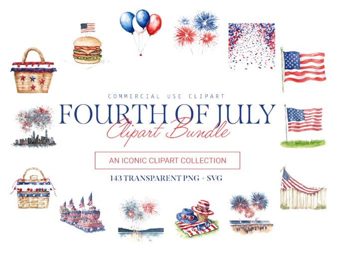 Fourth of July Clipart Bundle: 143 Patriotic SVG & PNG Designs - Etsy