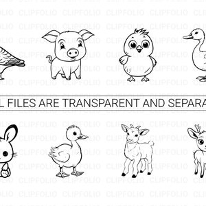 Farm Animals Clipart Bundle - 58 Designs | SVG & PNG | High Resolution ...