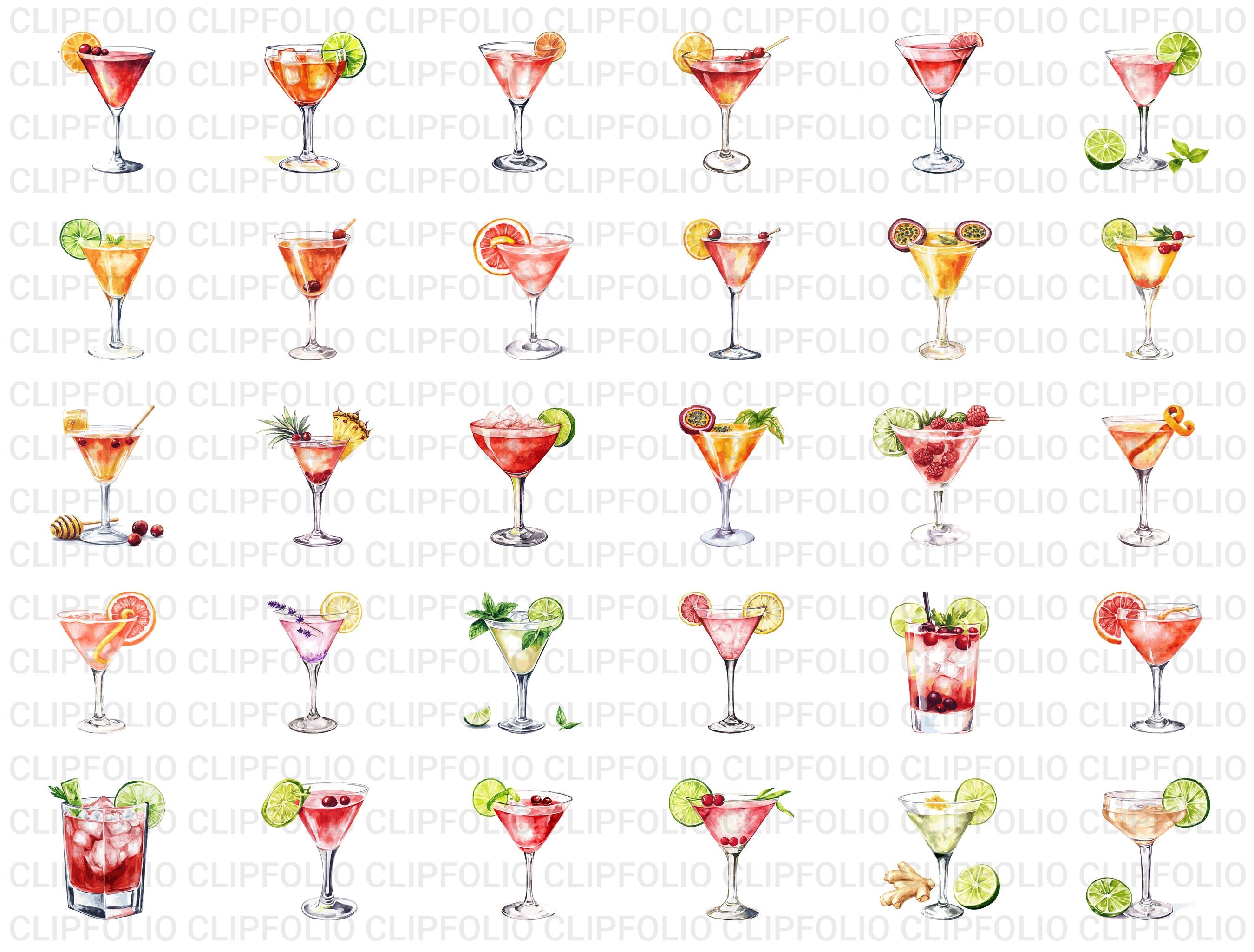 Cosmopolitan Clipart Bundle, 79 Designs, SVG and PNG, Cocktail and ...