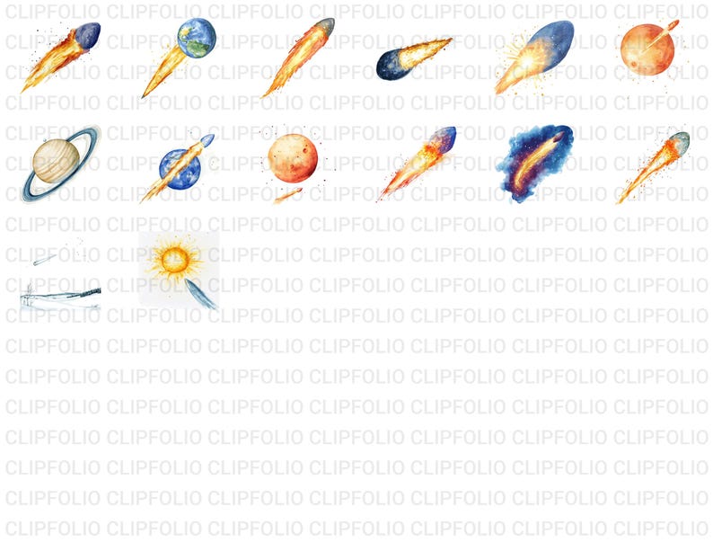 Comet Clipart Bundle, 104 Designs, SVG and PNG, Space and Sci Fi Art ...