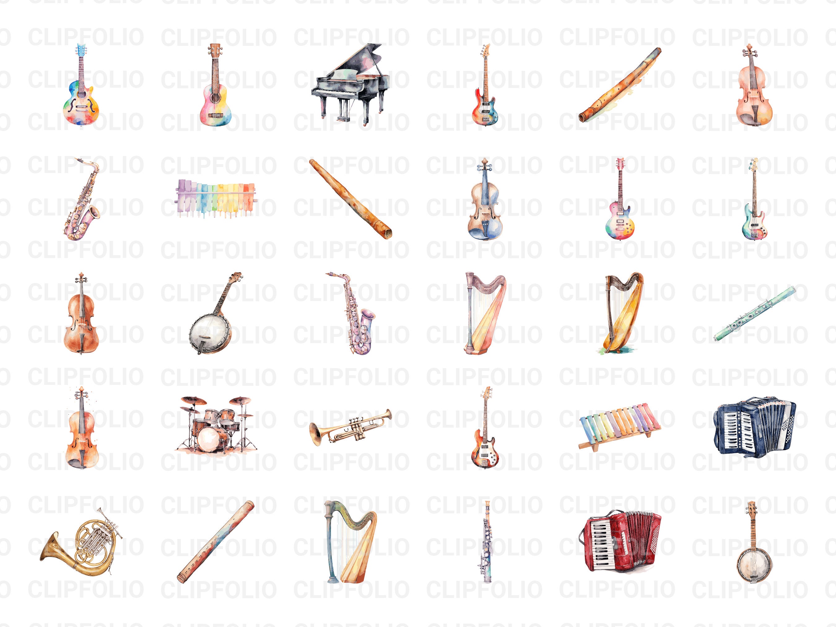 Instrument Clipart Bundle: 65 Melodic Designs (SVG & PNG) - Etsy