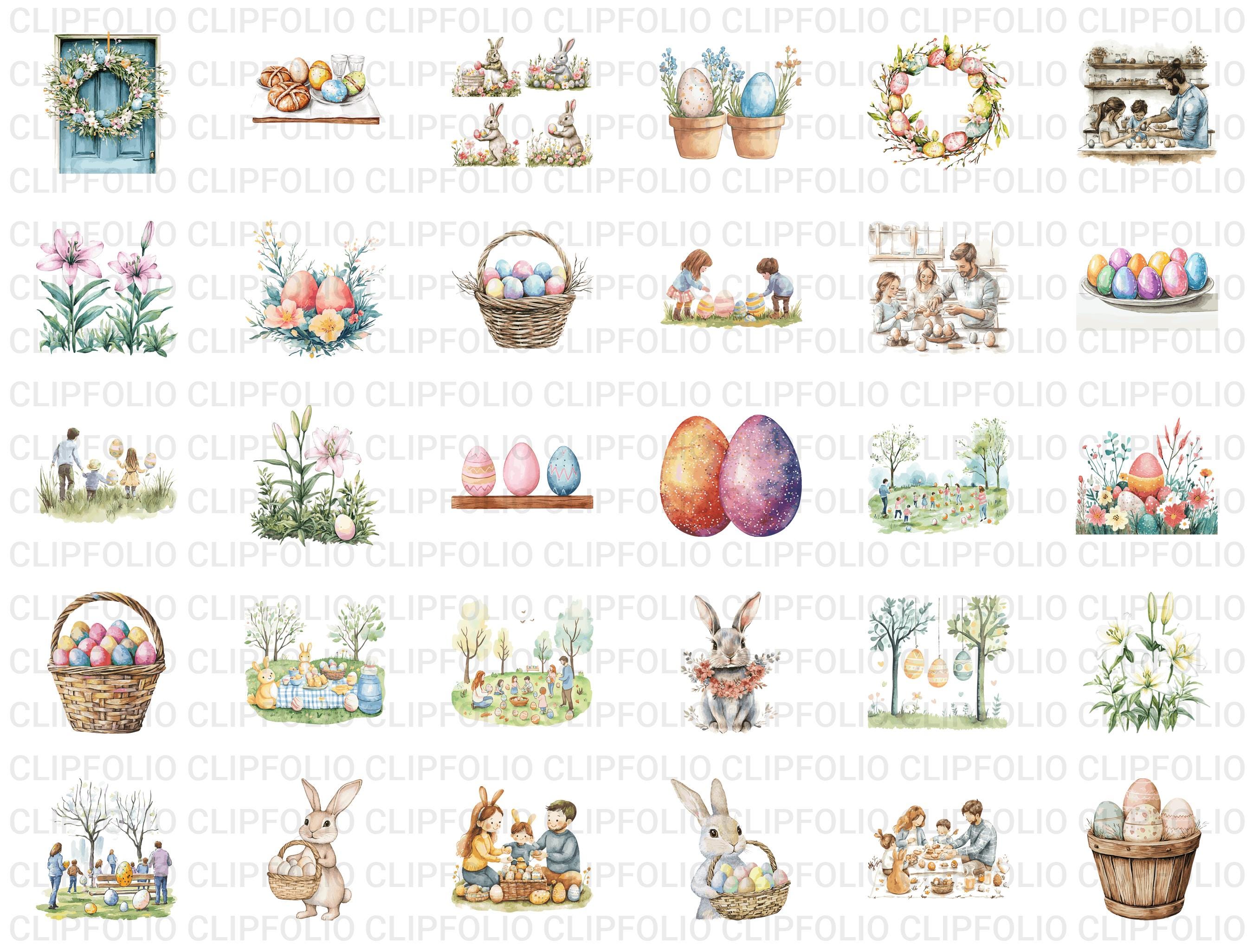 Easter Clipart Bundle, 134 Designs, SVG and PNG, Festive and Holiday ...