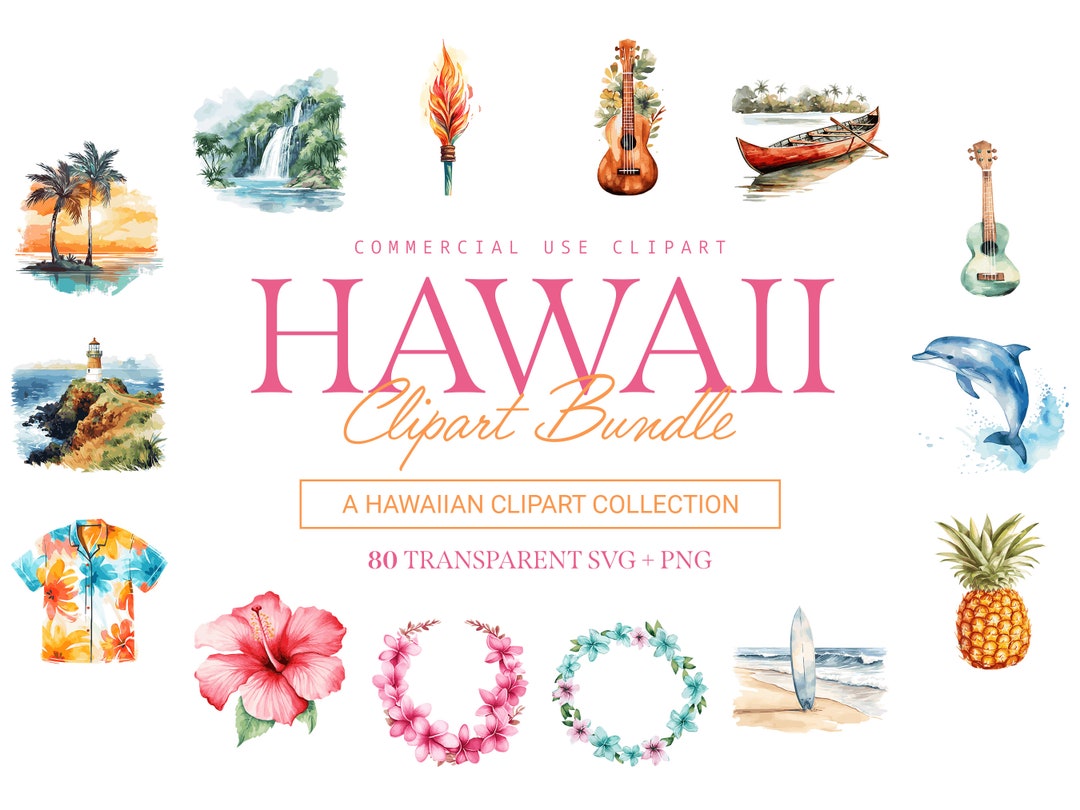 Hawaii Clipart Bundle - 80 Designs | SVG & PNG | High Resolution ...
