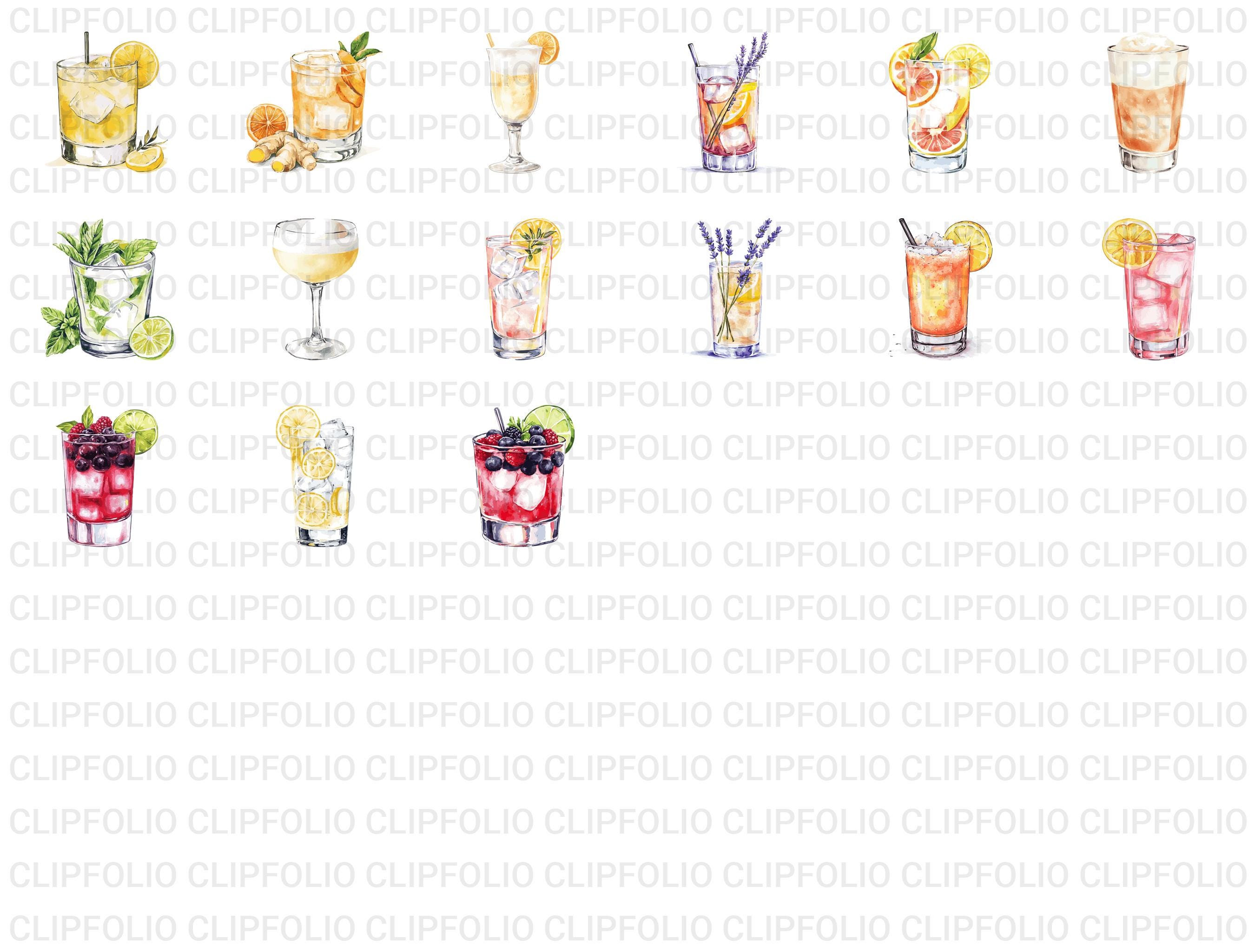 Gin Fizz Clipart Bundle, 75 Designs, SVG and PNG, Cocktail and Beverage ...