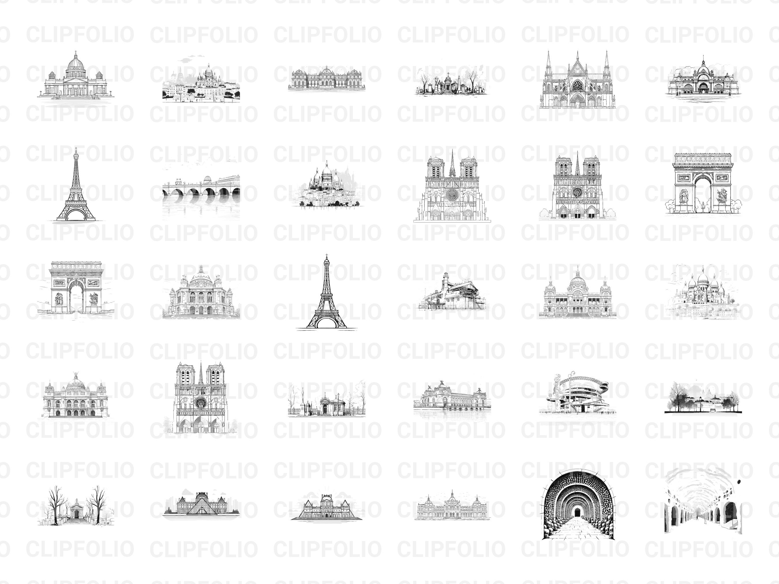 Paris Clipart Bundle: 53 Iconic Landmarks SVG & PNG (commercial Use) - Etsy