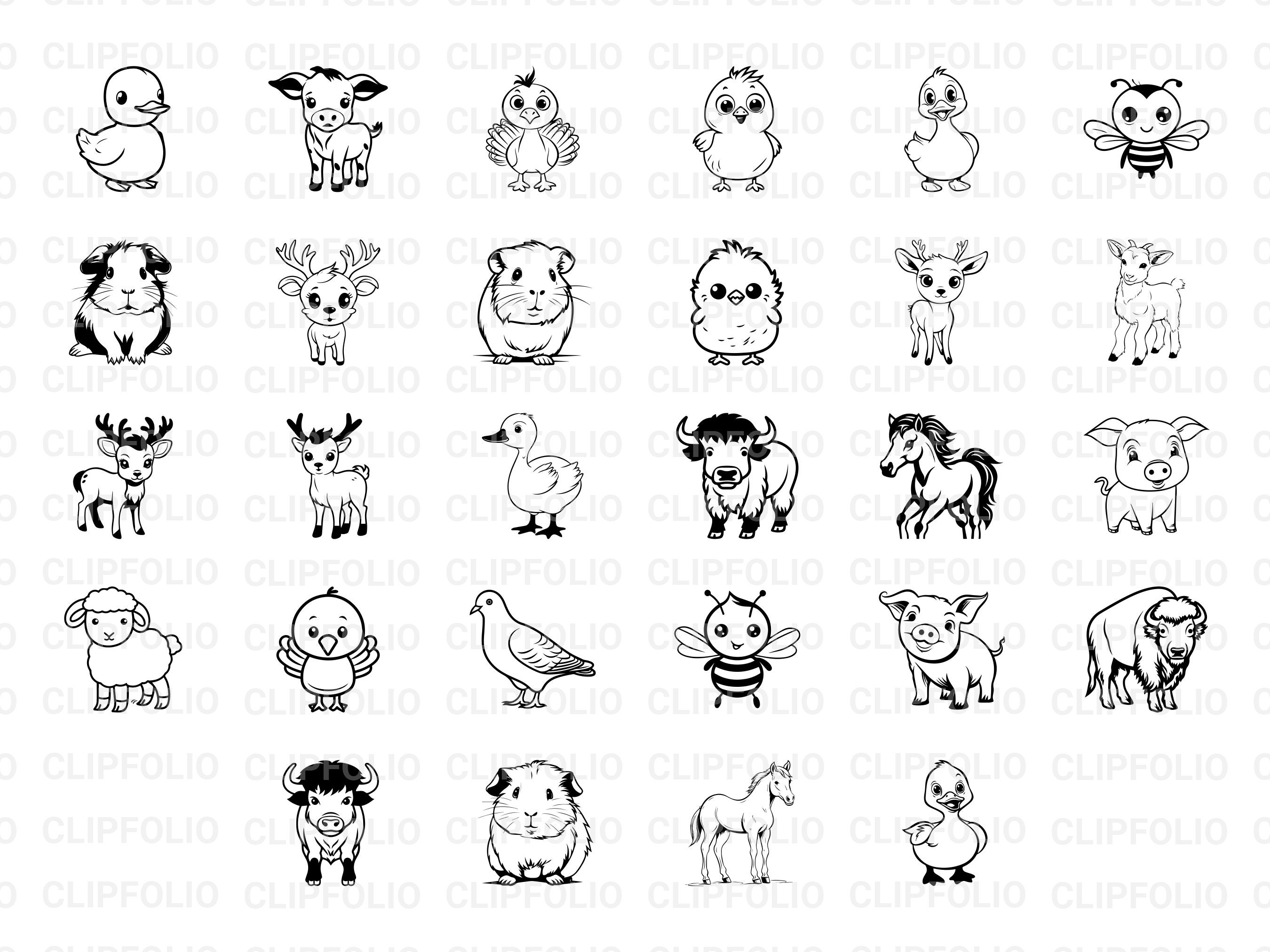 Farm Animals Clipart Bundle 58 Designs SVG & PNG High Resolution Cute ...