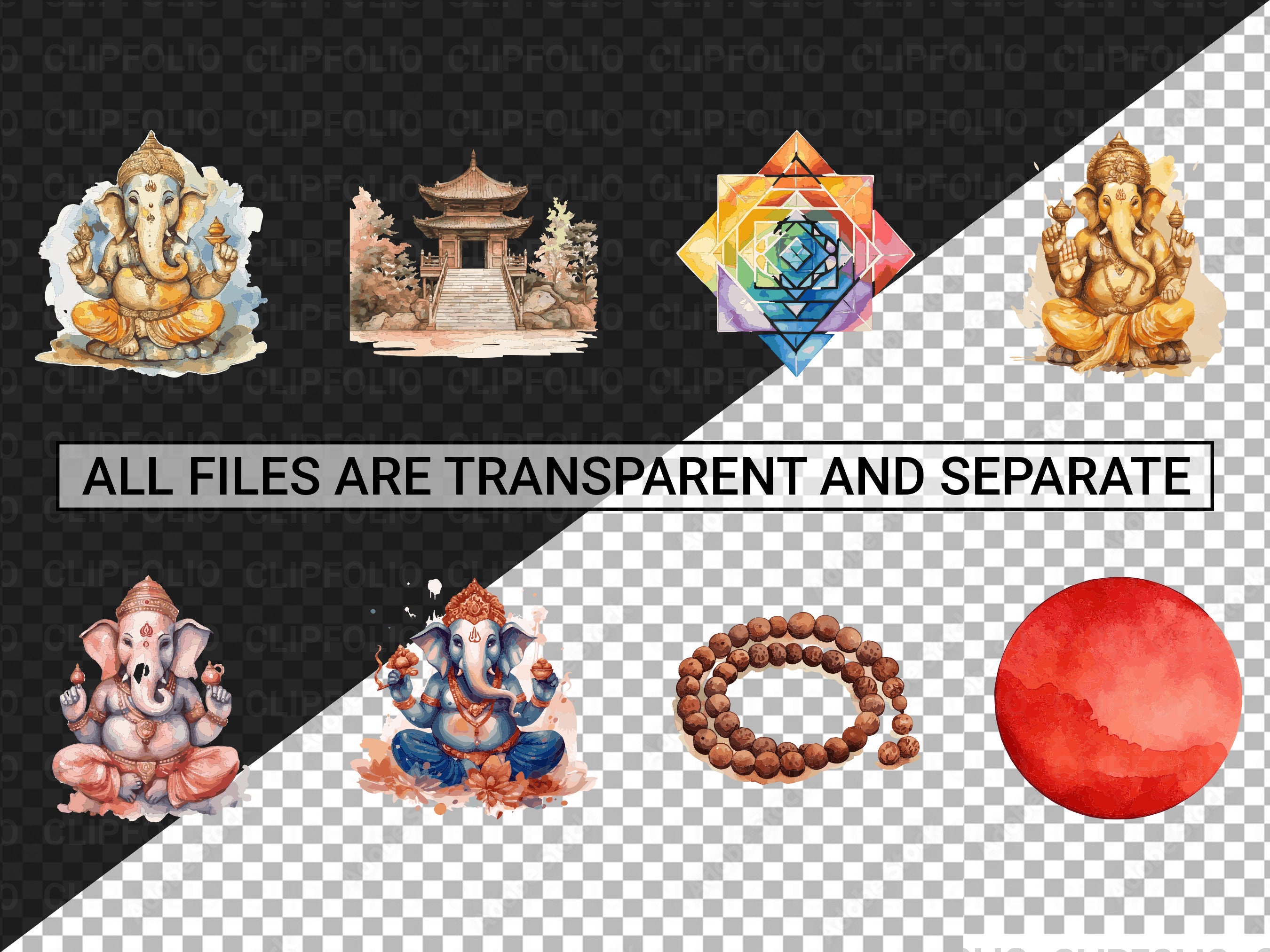 Hinduism Clipart Bundle 52 Designs SVG & PNG High Resolution Spiritual ...
