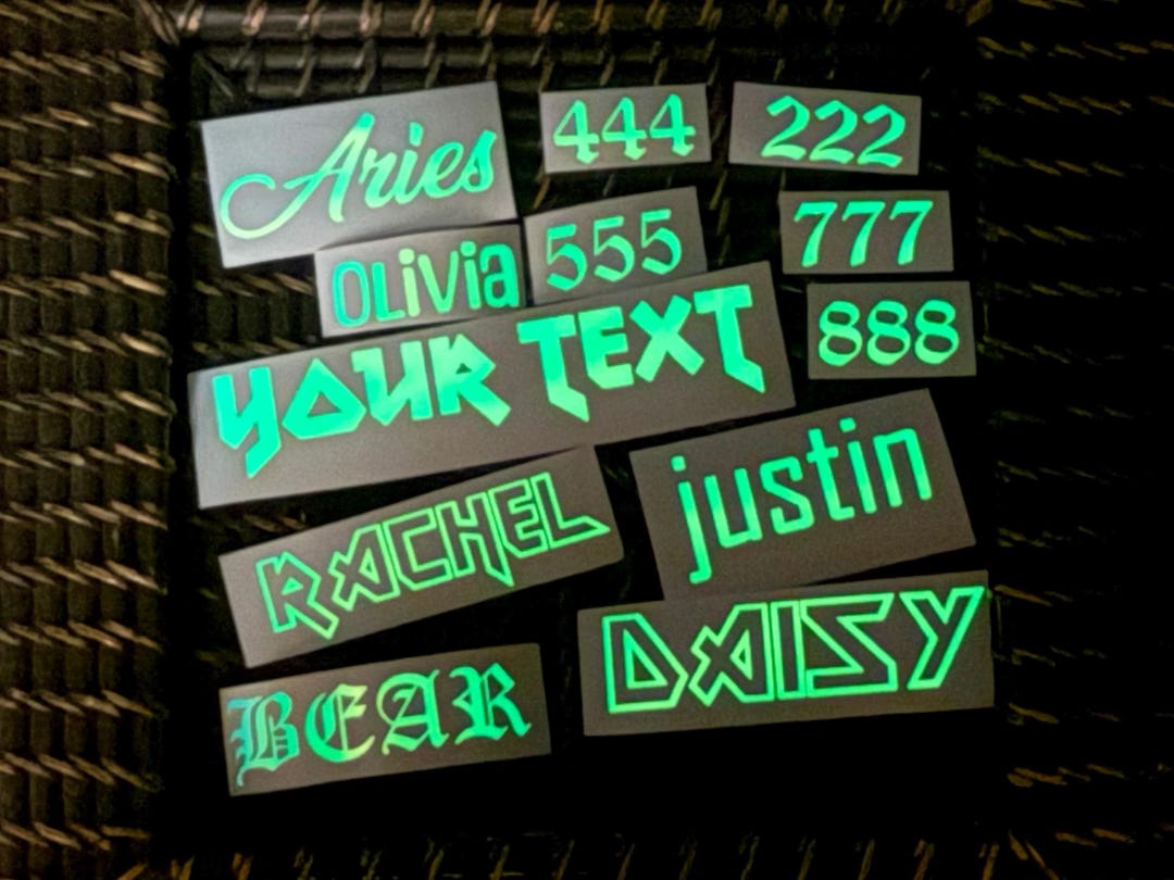 Glow in the Dark Custom Name Decal, Personalized Holographic Glowing ...