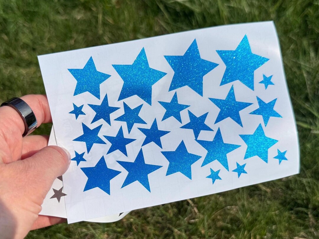 Shimmer Star Stickers • Glitter Stars for Ceiling • Metallic Vinyl Star ...