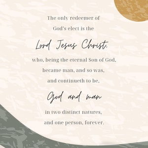 Westminster Shorter Catechism 21 | the Only Redeemer of God's Elect - Etsy