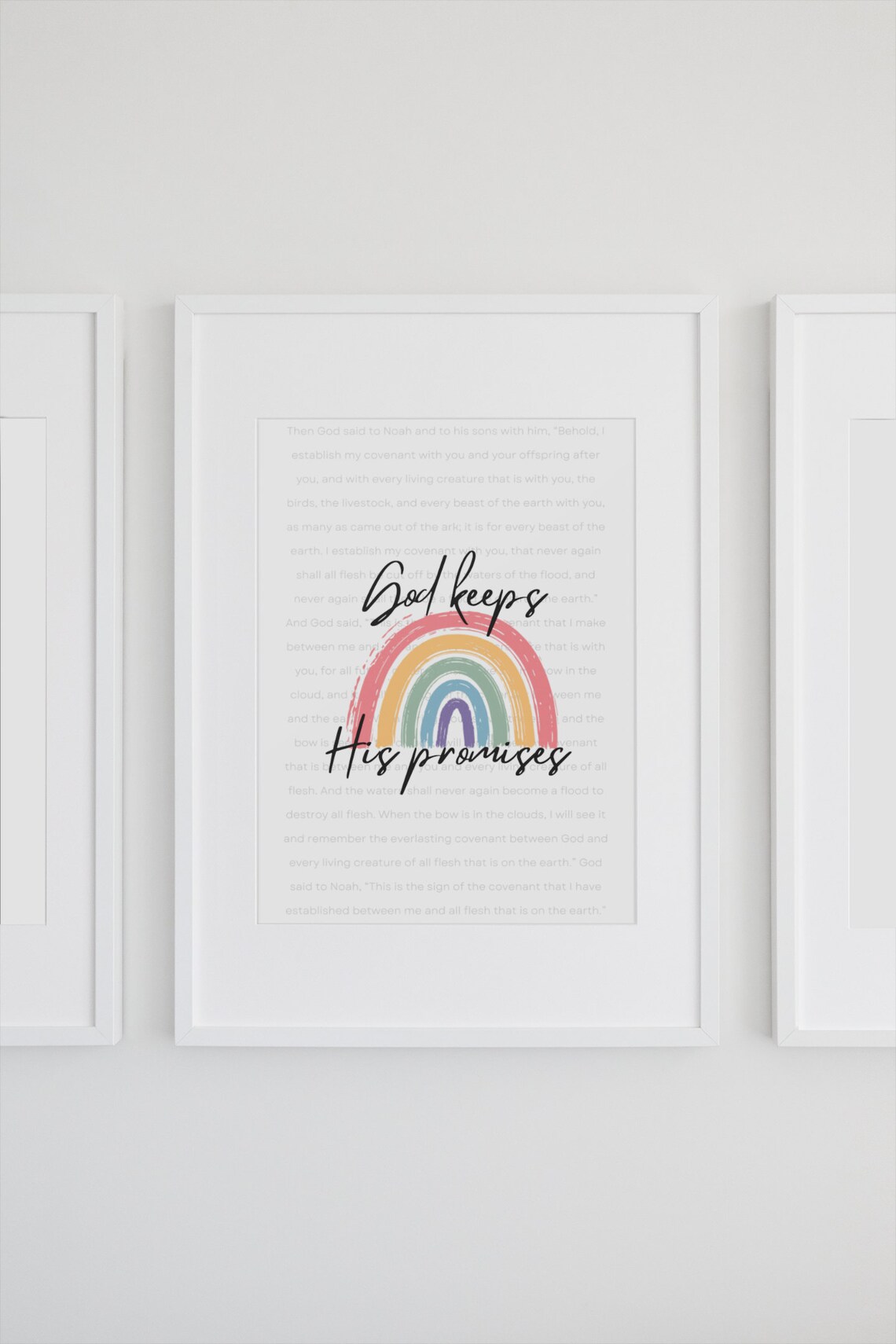 God Keeps His Promises | Rainbow Decor | Noahic Covenant | Bible Verse ...