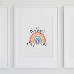 God Keeps His Promises | Rainbow Decor | Noahic Covenant | Bible Verse ...