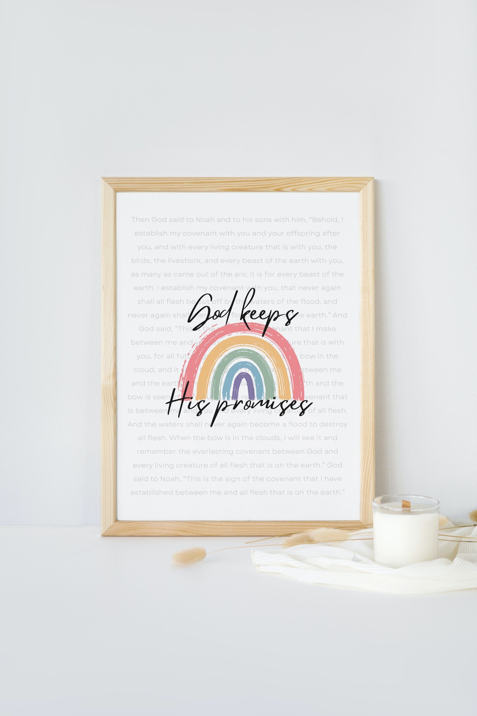 God Keeps His Promises | Rainbow Decor | Noahic Covenant | Bible Verse ...